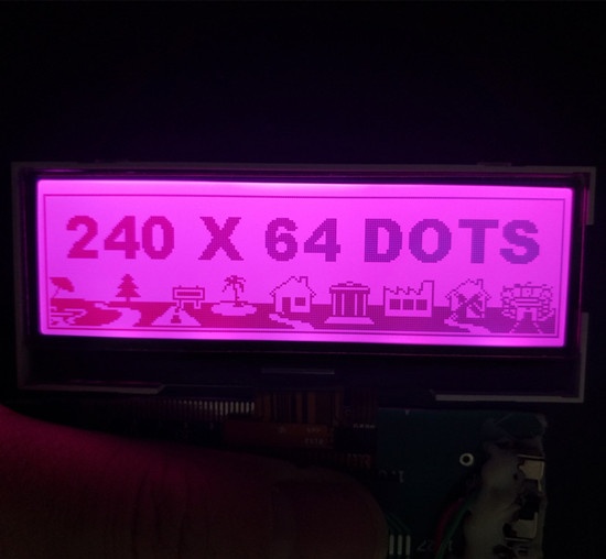 240x64 Pixels Graphic LCD With RGB Backlight